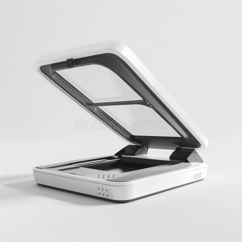 Open Flatbed Scanner on White Surface with Minimalist Design for Office ...