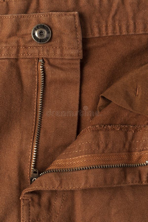Open Fly on a Pair of Brown Jeans Stock Image - Image of clothing ...