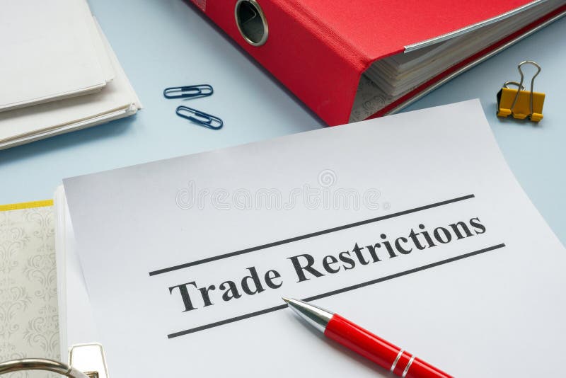 Open Folder with Document Trade Restrictions for Sanctions. Stock Photo ...