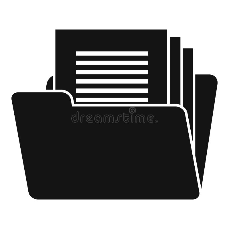 Open Folder Documents Icon, Simple Style Stock Vector - Illustration of ...