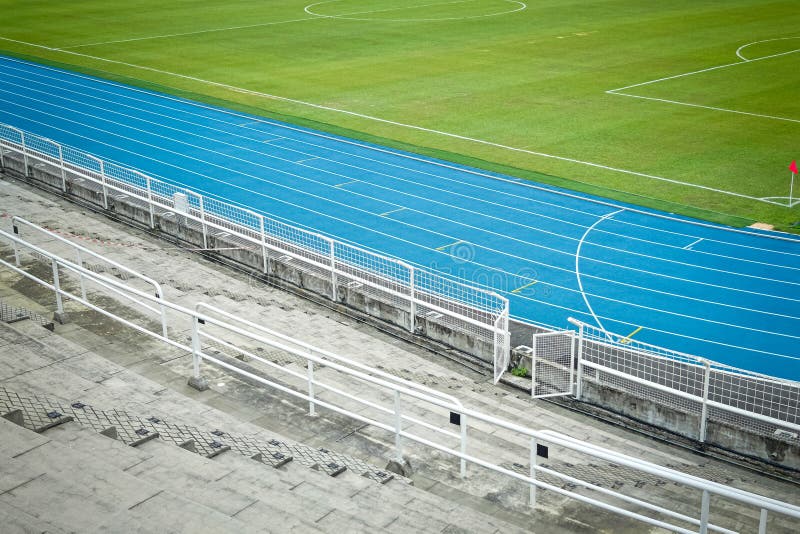 Open Football Stadium with Running Track Stock Photo - Image of bench ...