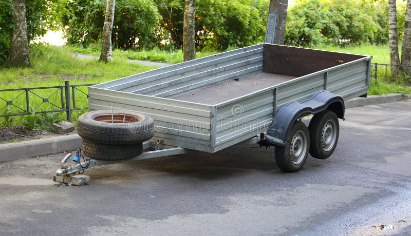 Open Two-wheeled Trailer for Passenger Car Stock Image - Image of open ...
