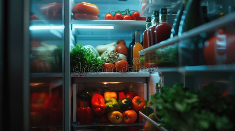 Open Fridge Food Storage stock photo. Image of feast - 374197136