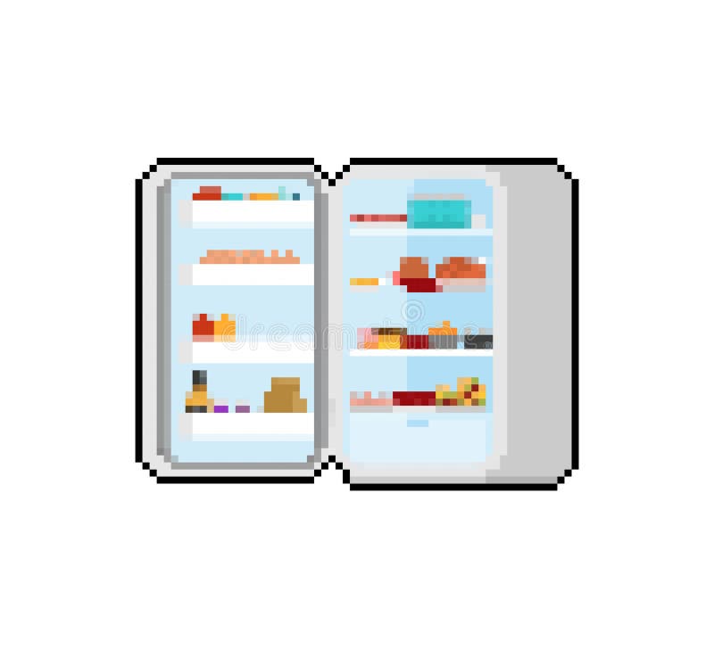 Open Fridge Pixel Art. Refrigerator Pixelated Stock Vector ...
