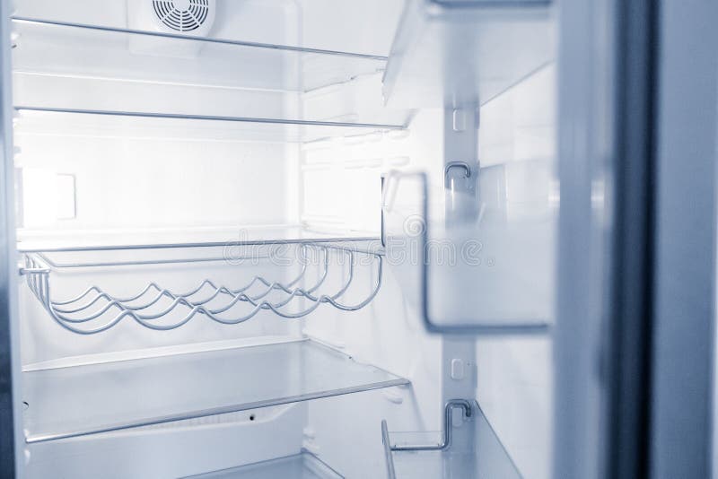 Open Fridge with Shelves in the Kitchen at Night Stock Image - Image of ...