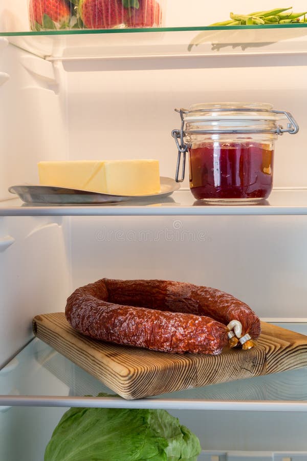 Open Fridge Filled with Food Stock Photo - Image of inside, packaging ...