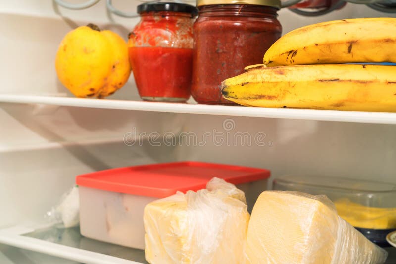 Open Fridge with Usual Food Stock Image - Image of cabbage, hamburger ...