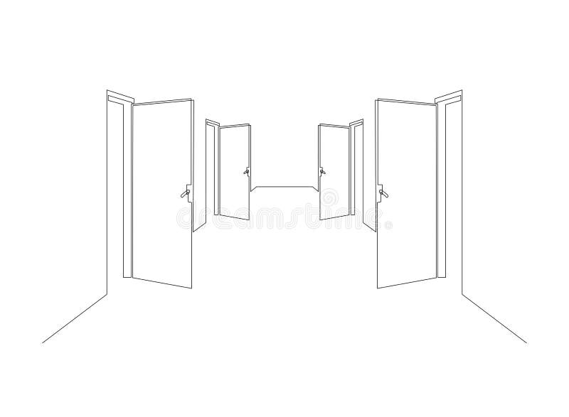 Open Door Line Drawing Stock Illustrations – 1,352 Open Door Line ...