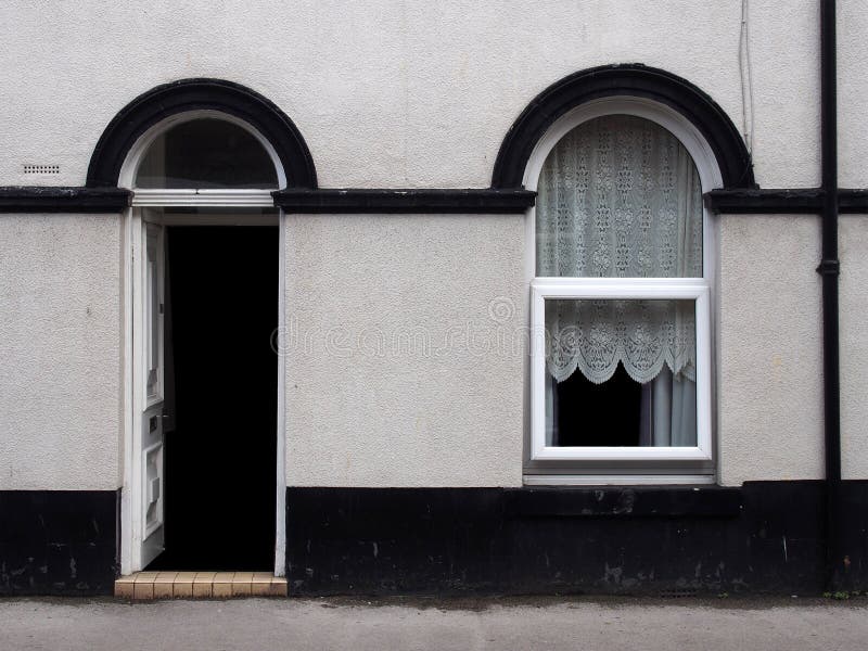 Open Front Door and Window of a Typical Old Brick British Terraced ...