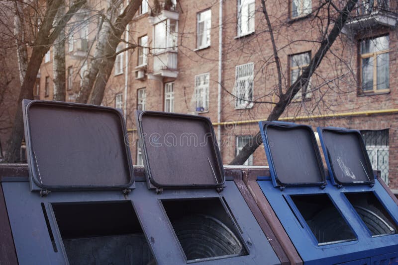Open Garbage Dumpsters in the City Stock Image - Image of recycling ...