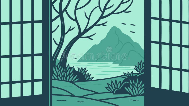 Open Garden Gate Vector Illustration, Lush Green Landscape, Vector ...