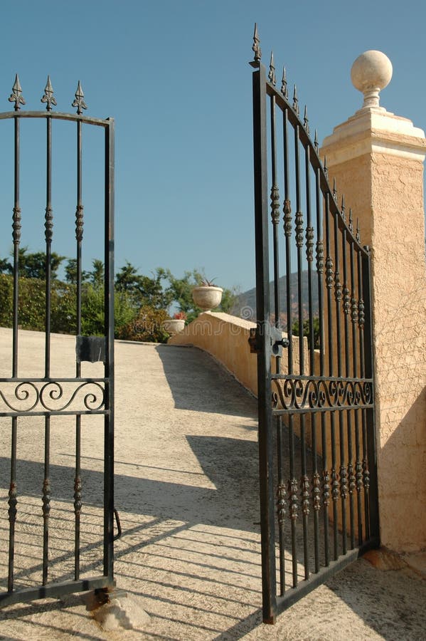 Open gate stock photo. Image of house, handrail, facade - 1353946
