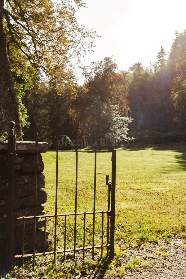 Open Gate in a Park on a Sunny Afternoon Stock Image - Image of outdoor ...