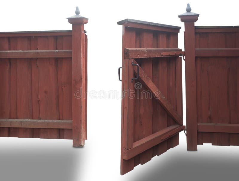 Open Gate in Red Wooden Fence Stock Photo - Image of architecture ...