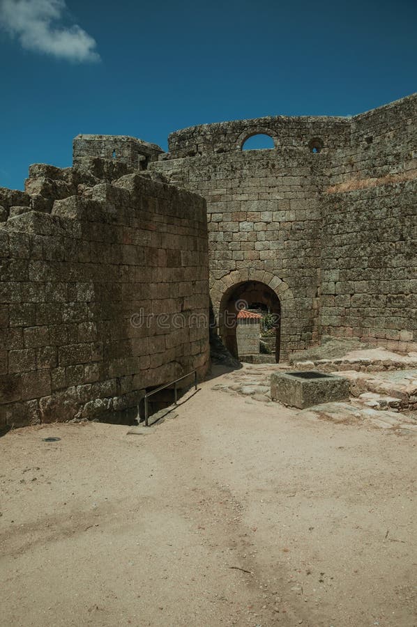 Open Gate on Stone Wall in Front the Castle Courtyard Stock Image ...