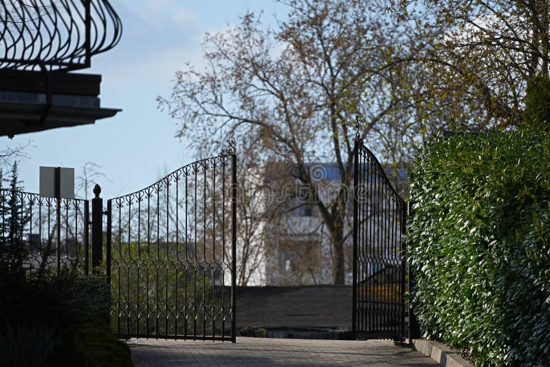 Open Gates Made of Forged Iron Rods Stock Image - Image of elegance ...