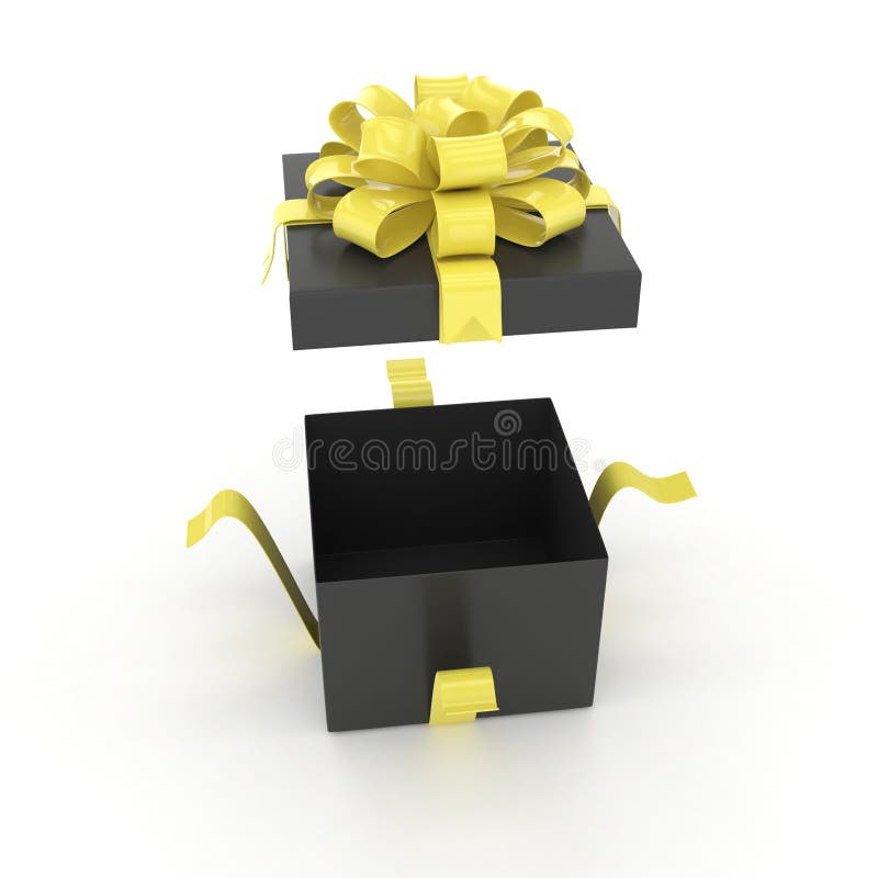 Open Gift Box with Bows on White Stock Illustration - Illustration of ...