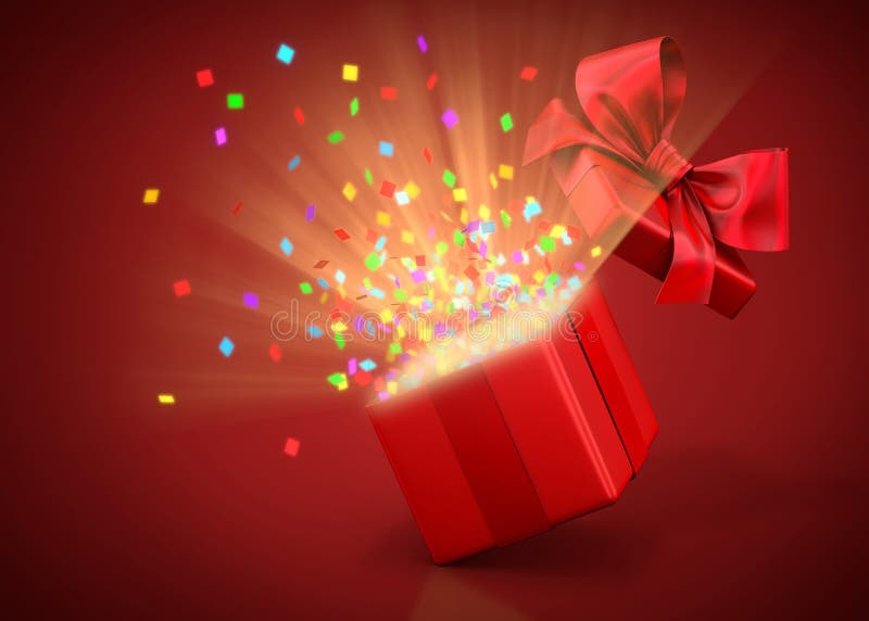 Open gift box stock illustration. Illustration of bright - 72567894