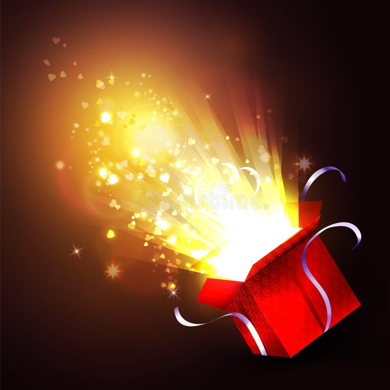 Open Gift Box with Bright Rays of Light Stock Vector - Illustration of ...