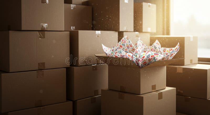 Open Gift Box with Colorful Tissue Paper Stock Illustration ...