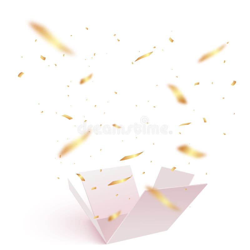 Open Gift Box with Confetti Burst. Stock Vector - Illustration of ...
