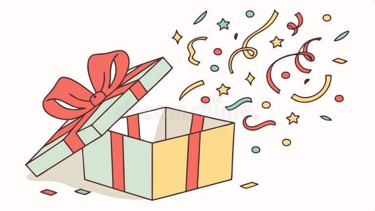 Open Gift Box with Confetti, Celebration and Surprise, Present Vector ...