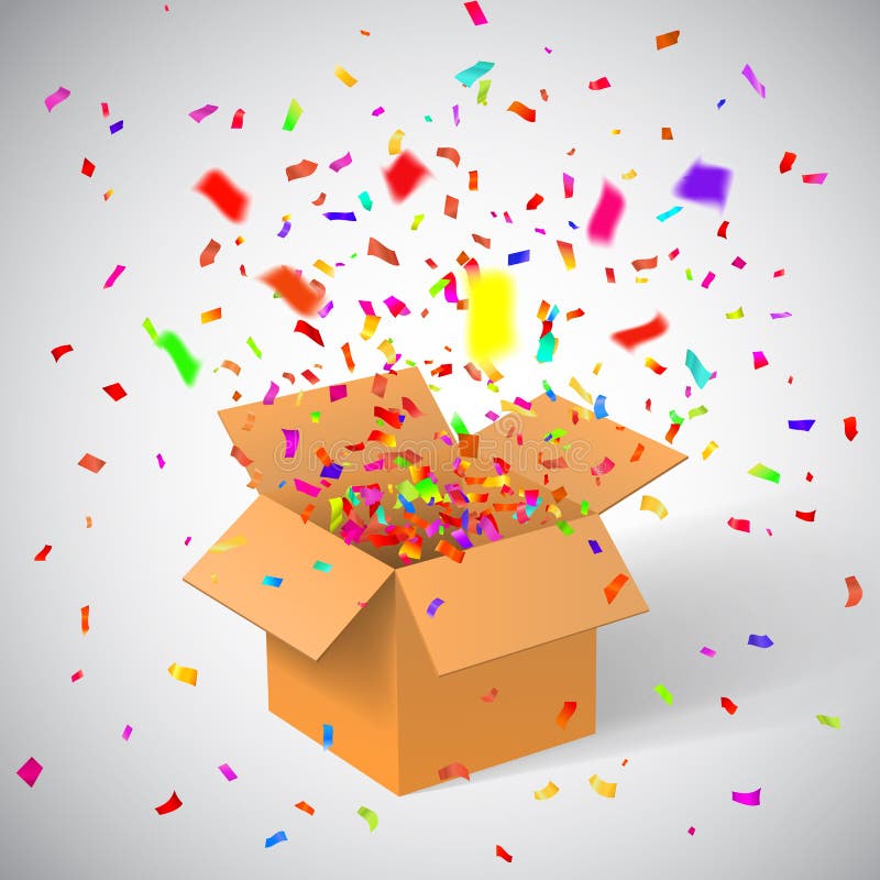 Open Gift Box and Confetti. Christmas Background Stock Vector ...