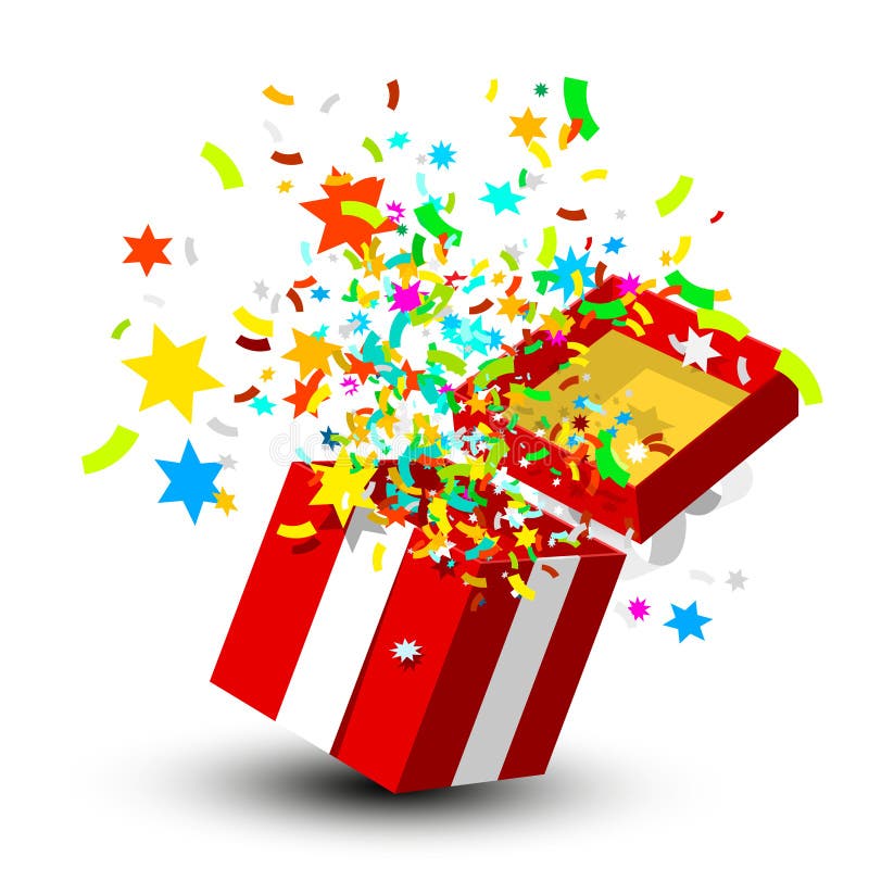 Open Gift Box with Confetti Stock Vector - Illustration of isolated ...
