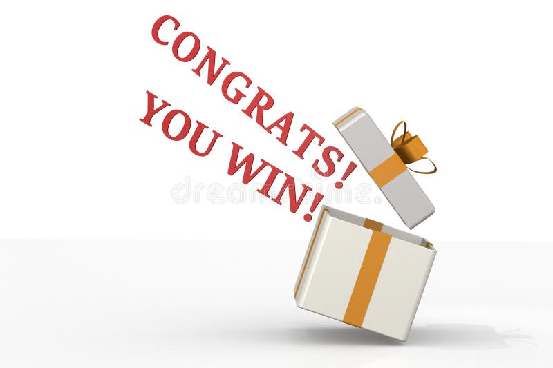 Open Gift Box with Congrats You Win Word Stock Illustration ...