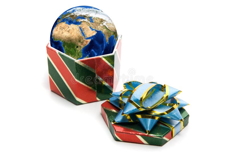 Earth Gift stock photo. Image of present, yellow, christmas - 7415784