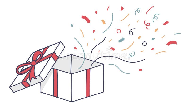 An Open Gift Box Exploding with Colorful Confetti and Streamers. Vector ...