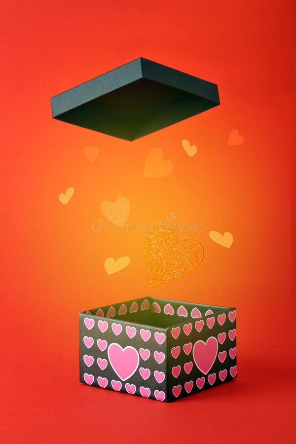 Open Gift Box with an Explosion of Hearts Stock Illustration ...