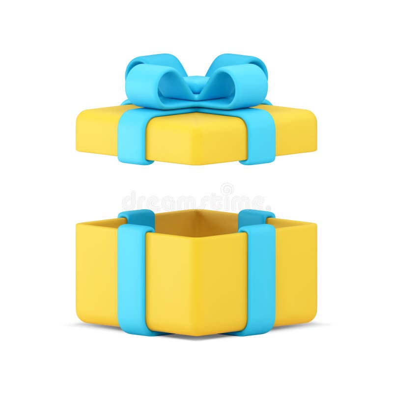 Open Gift Box Flying Lid Bow Ribbon Holiday Congratulations Decor ...