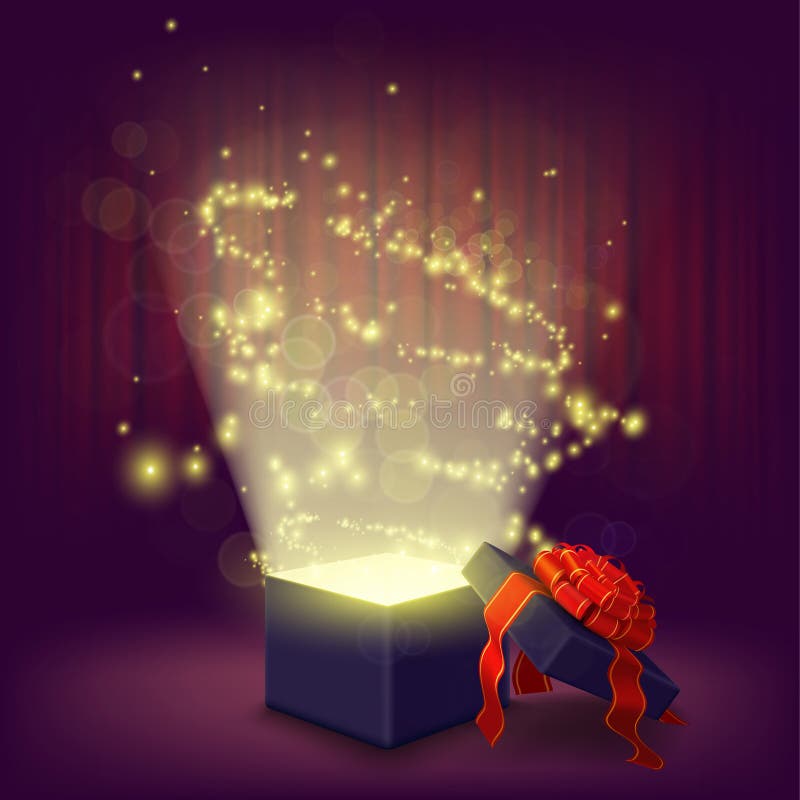 Open Gift Box with Glowing Inside. Vector Illustration Stock Vector ...
