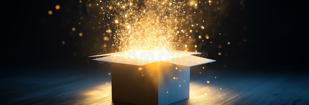 Open Gift Box with Glowing Light Emanating from it, AI Generated Stock ...
