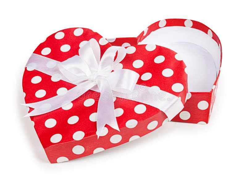 Open Gift Box in Heart Shape with Bow Stock Photo - Image of concept ...