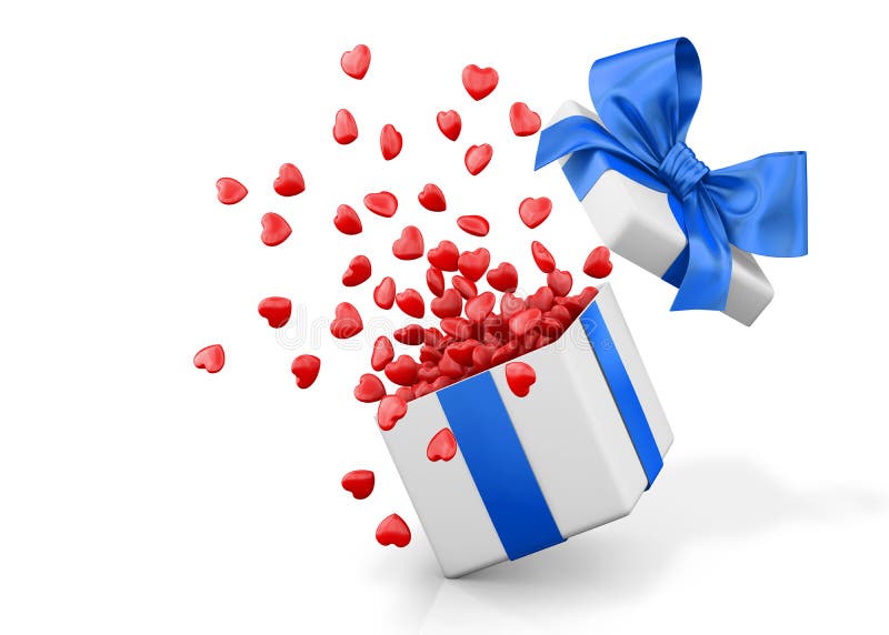 Open gift box with hearts stock illustration. Illustration of ...