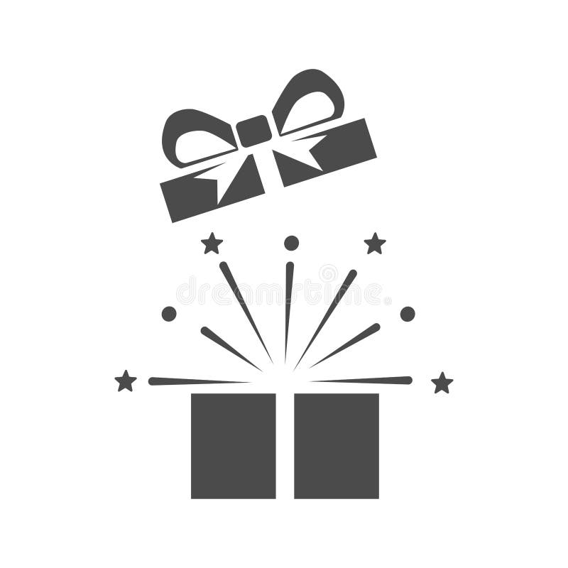 Open Gift Box Icon. Festive Package. Wrapping with Bow Stock Vector ...