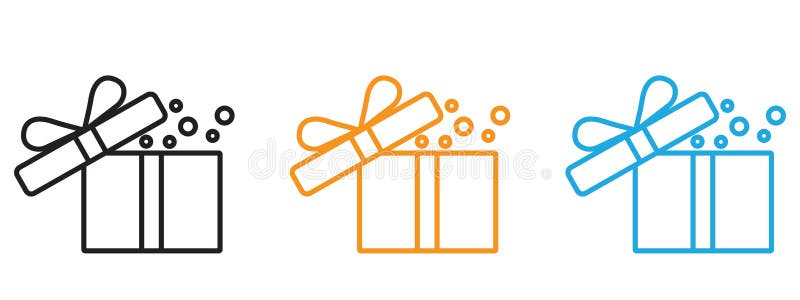 Open Gift Box Icon Thin Line Illustration Set Stock Vector ...