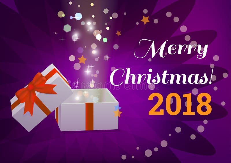 Open Gift Box with Merry Christmas Text Stock Illustration ...