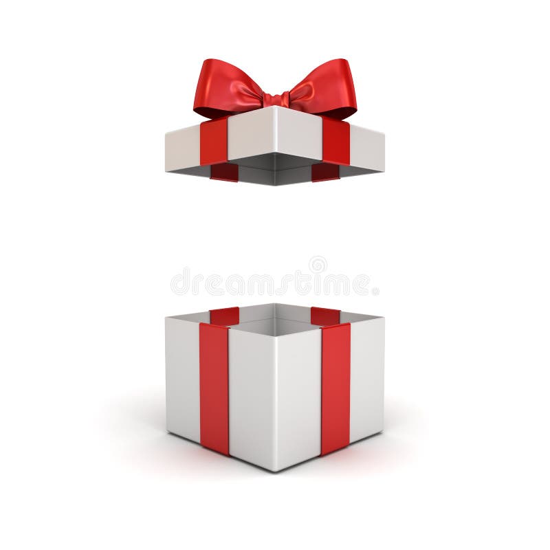 Blue Open Gift Box with White Bow Stock Photo - Image of wrap, object ...