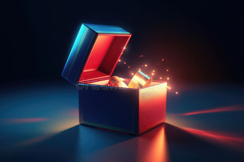 Open Gift Box with Ray of Light Effect on Color Background. AI ...