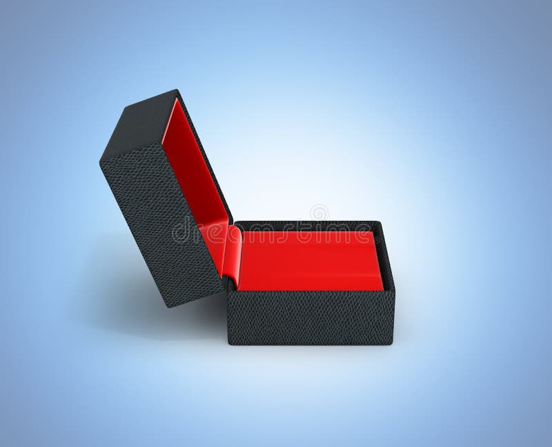 Open Gift Box with Red Material Inside Side View on Blue Gradient ...