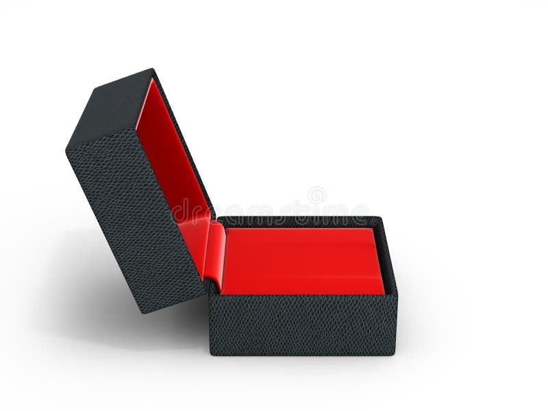 Open Gift Box with Red Material Inside Side View on White Background 3d ...