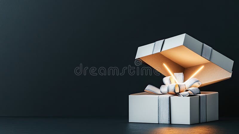 An Open Gift Box Reveals a Soft Light Emanating from within ...
