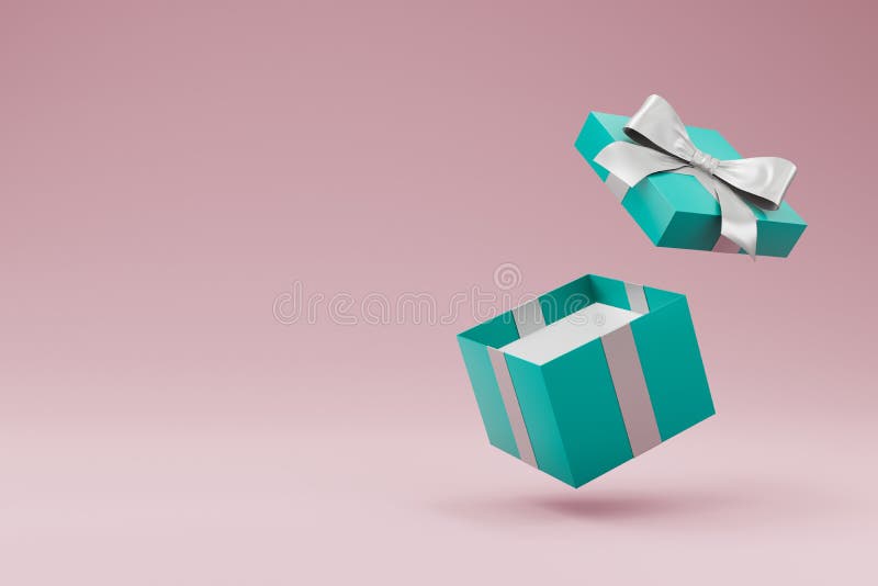 Open Gift Box with Ribbon and Bow Isolated. 3d Illustration Stock ...