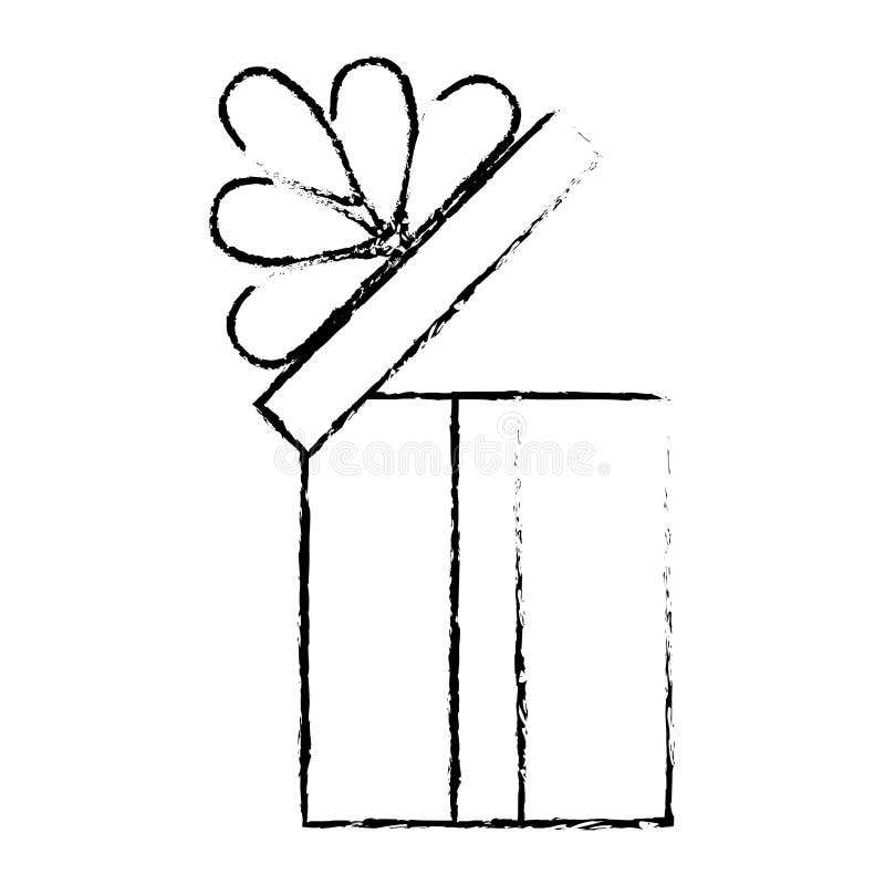Open Gift Box Ribbon Cube Decorative Sketch Stock Illustration ...