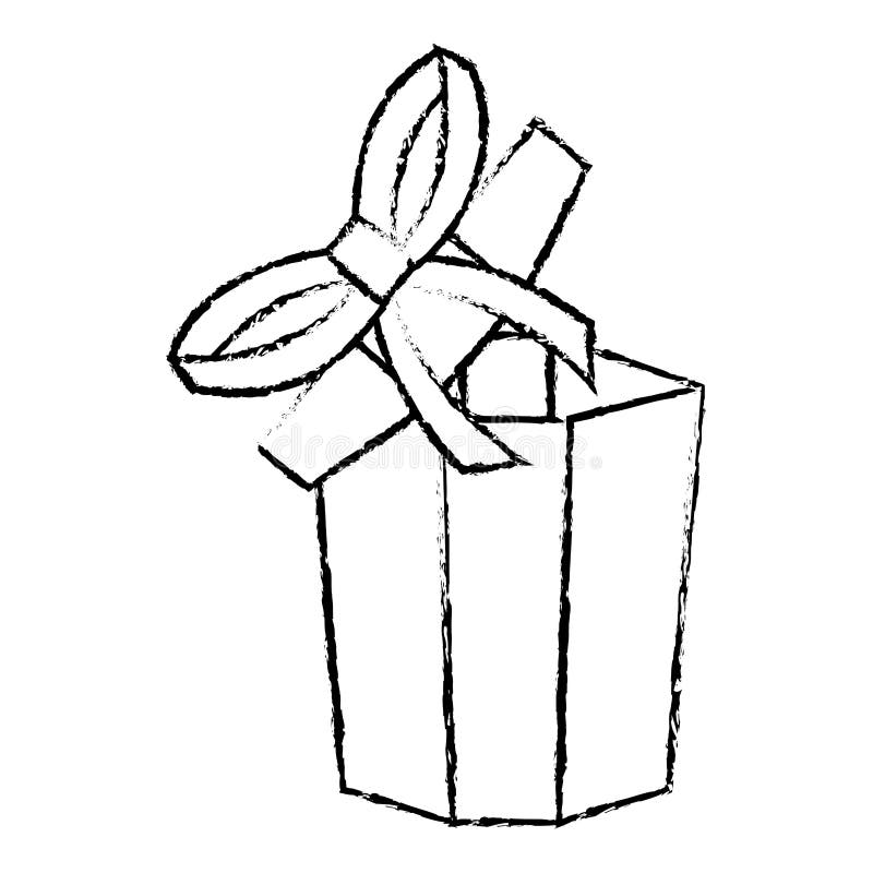 Open Gift Box Ribbon Festive Sketch Stock Illustration - Illustration ...