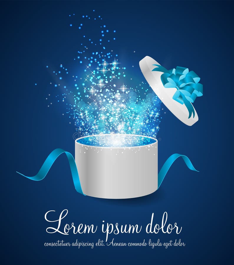Open Gift Box with Ribbon and Magic Light Stock Vector - Illustration ...