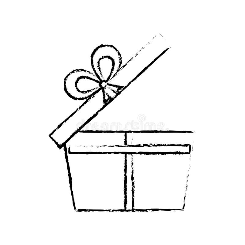 Open Gift Box Ribbon Cube Decorative Sketch Stock Illustration ...